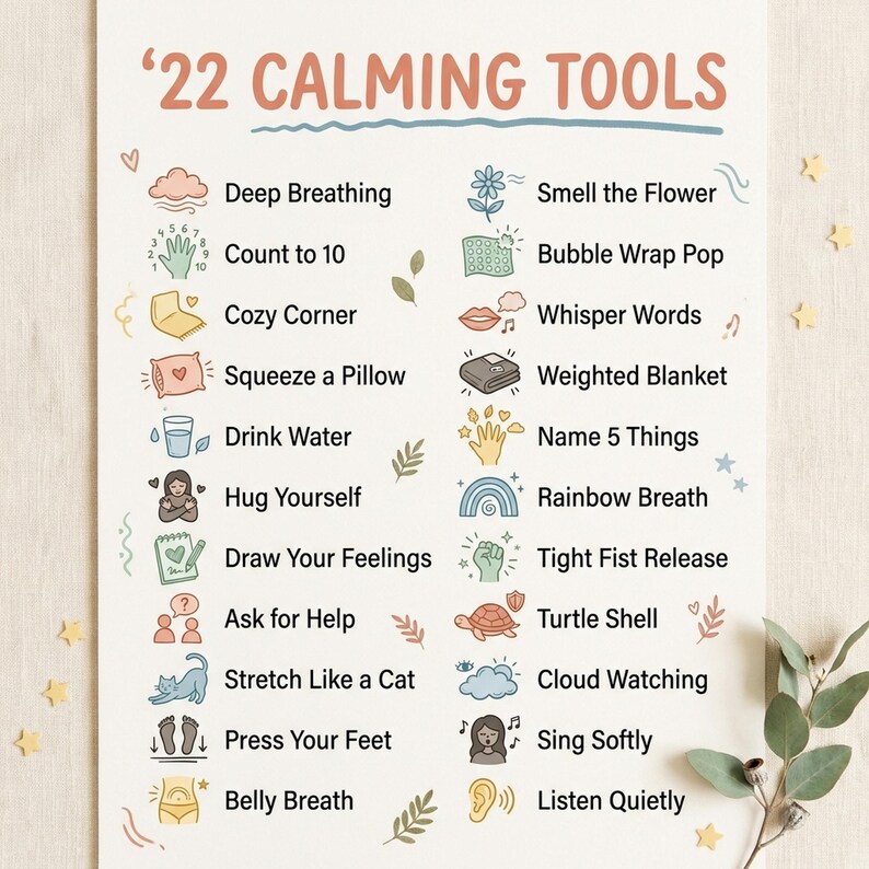 Calm Down Corner Posters Printable | 22 Coping Skills Cards for Kids ...