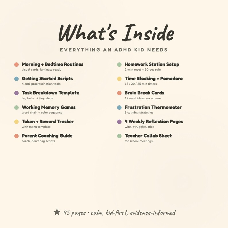 ADHD Kids Executive Function Workbook | Routines, Focus, Self ...