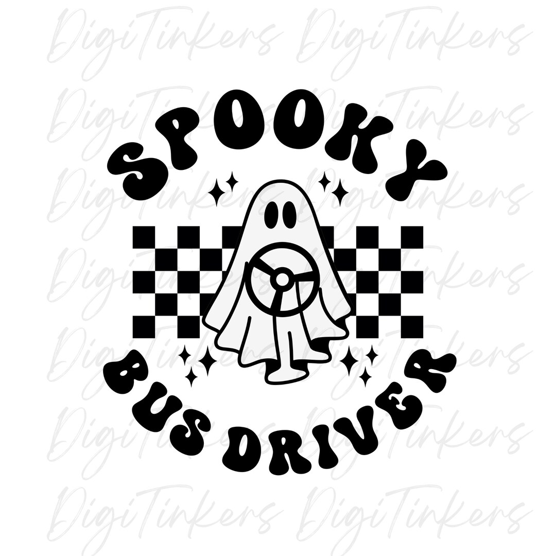 Halloween Spooky Bus Driver Shirt, Funny Driving Retro Ghost, Digital ...