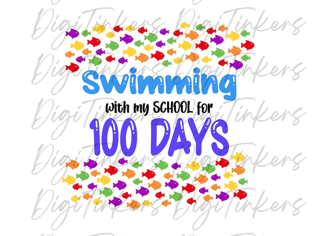 100 Days Swimming With My School of Rainbow Fish 100th Day Teacher Kid ...