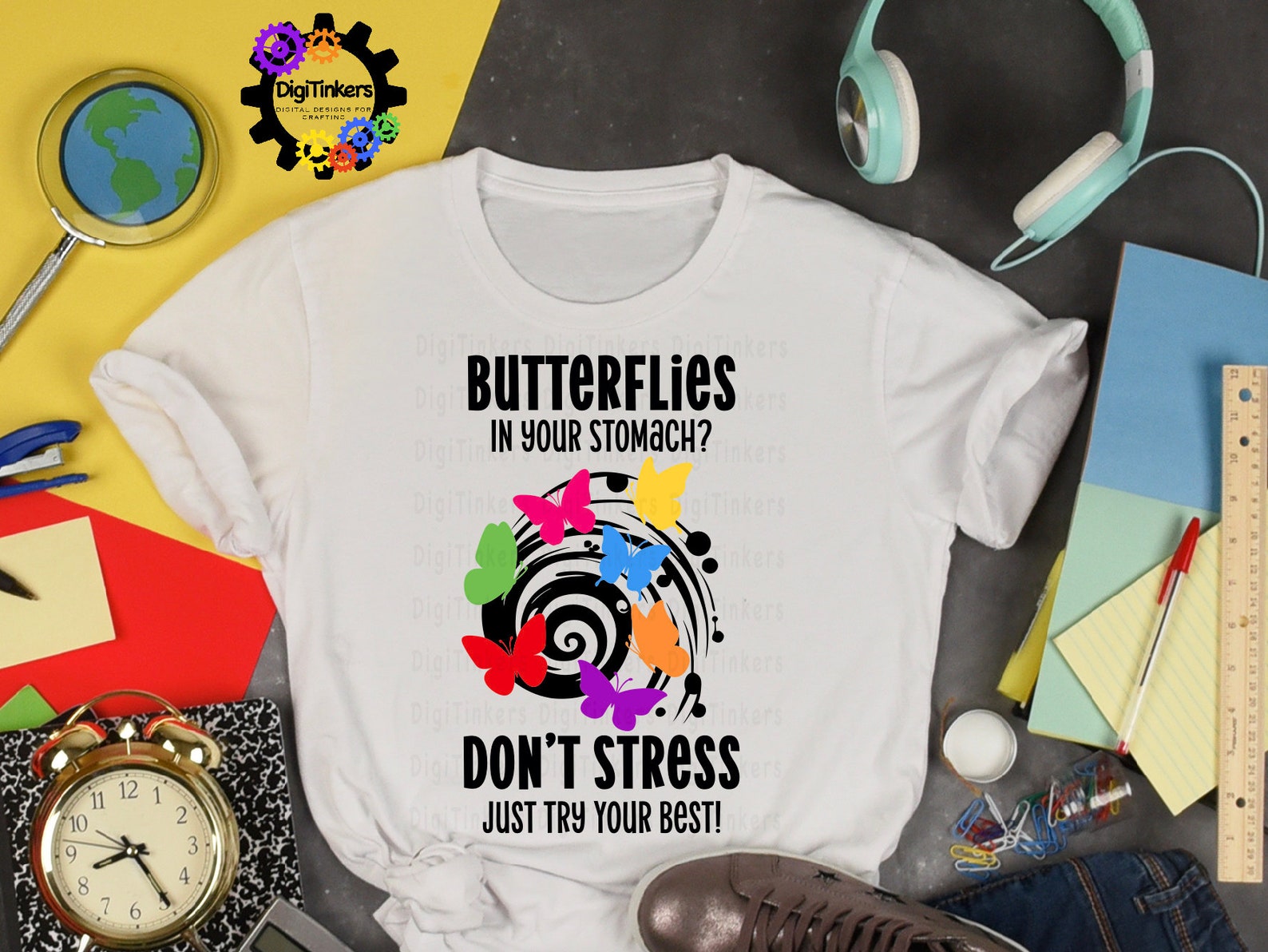 Stomach Butterflies Don't Stress Design for Crafting - Etsy