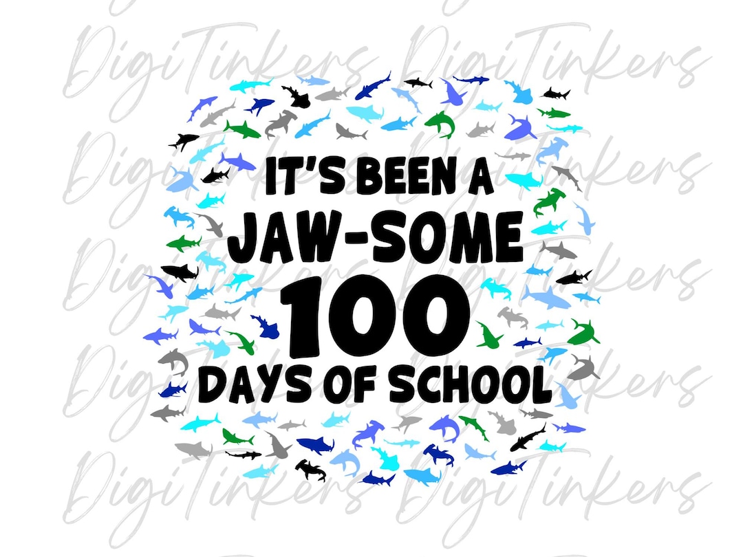100 Days of School Funny Sharks Jawsome Ocean Elementary Student Gift ...