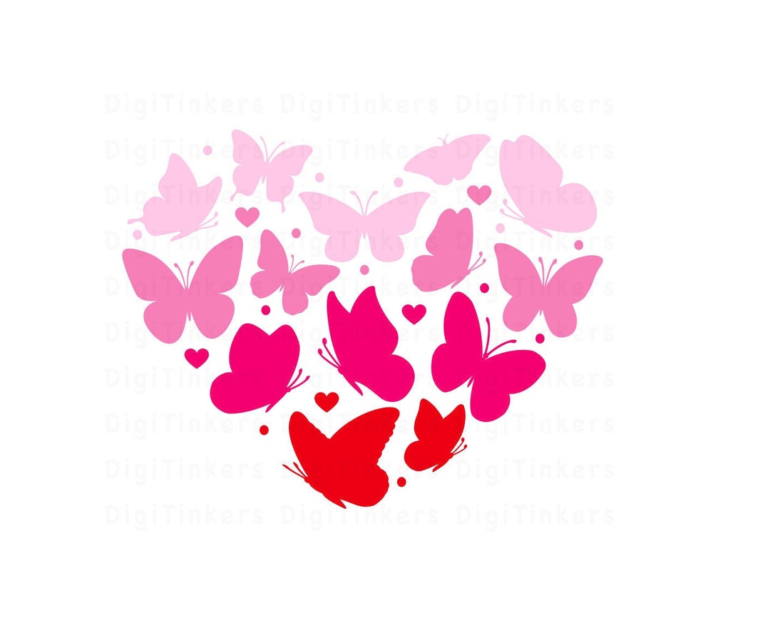 Ombre Pink Butterfly Heart Design for Crafting Cricut - Etsy