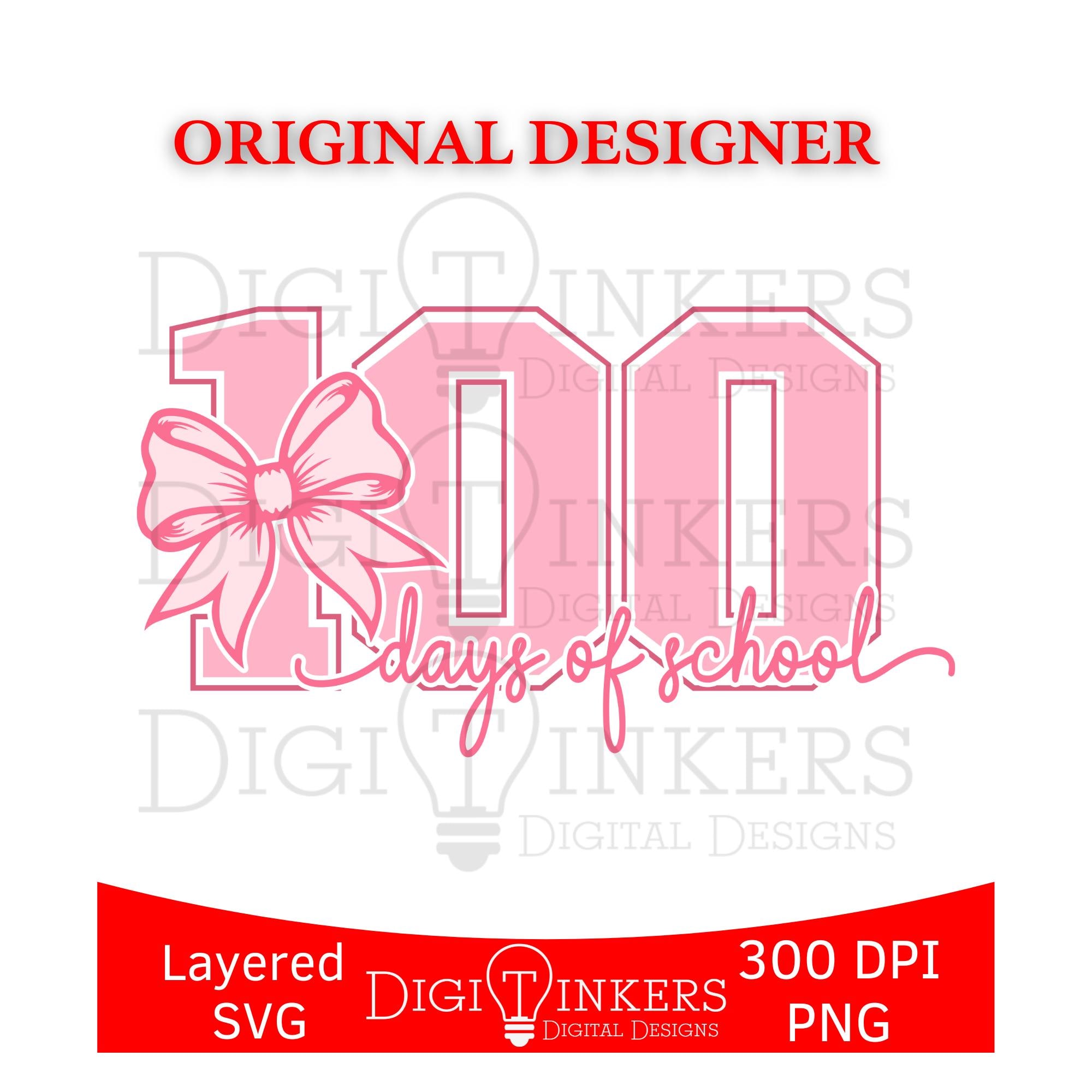 Layered SVG 100 Days of School Coquette Girl Elementary Pastel Pink ...