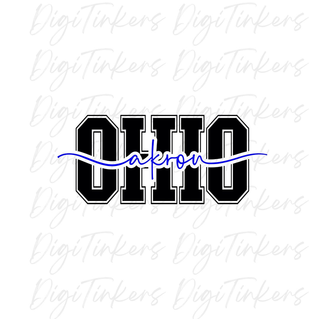 Collegiate Ohio Script City of Akron Ohio, Gift, T Shirt, Sticker, Mug ...