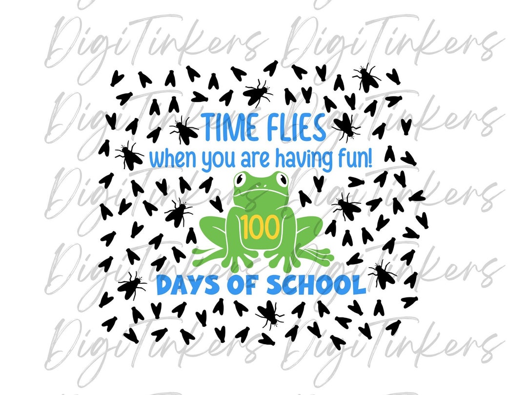 100 Days of School Time Flies Frog 100th Day Teacher Sweatshirt, Kid ...
