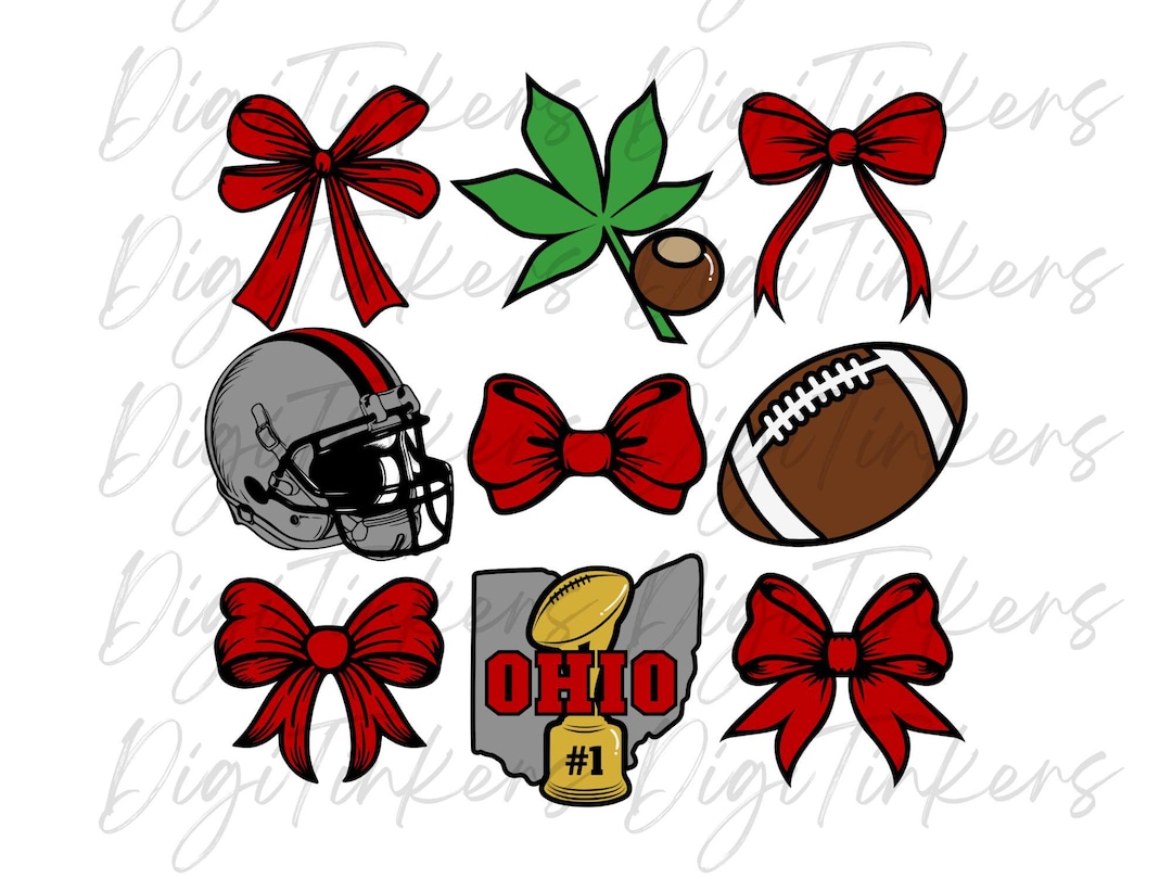 Layered SVG State of Ohio Football Coquette Bows Trending Championship ...