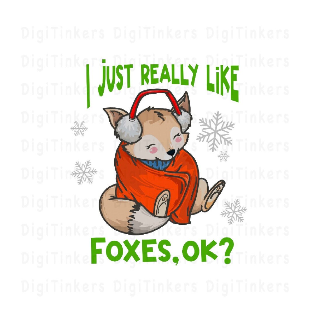 Christmas Fox Love PNG Cute Snuggly Fox Clip Art Snow - Etsy