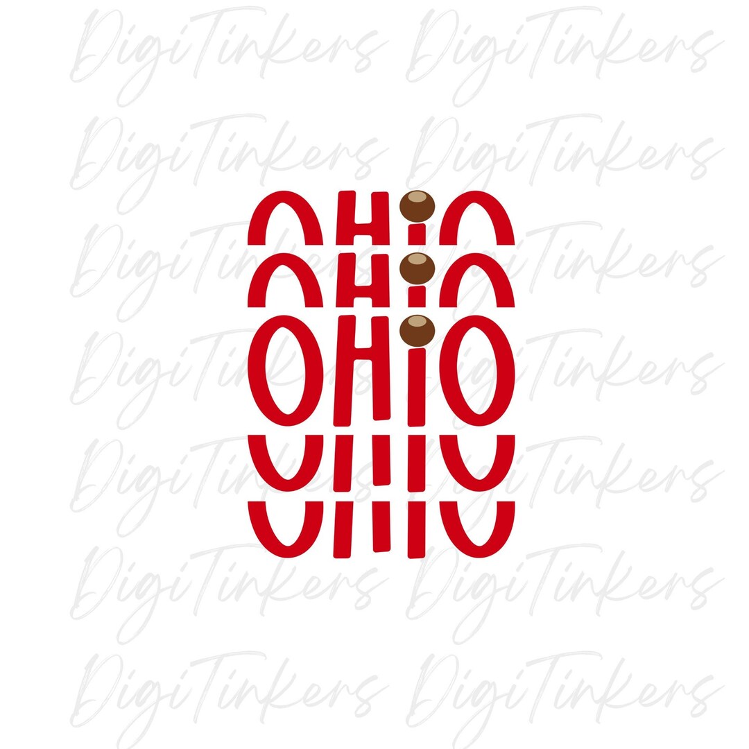 Buckeye Dotted I, State of Ohio Gift, T Shirt, Ornament, Stacked Font ...
