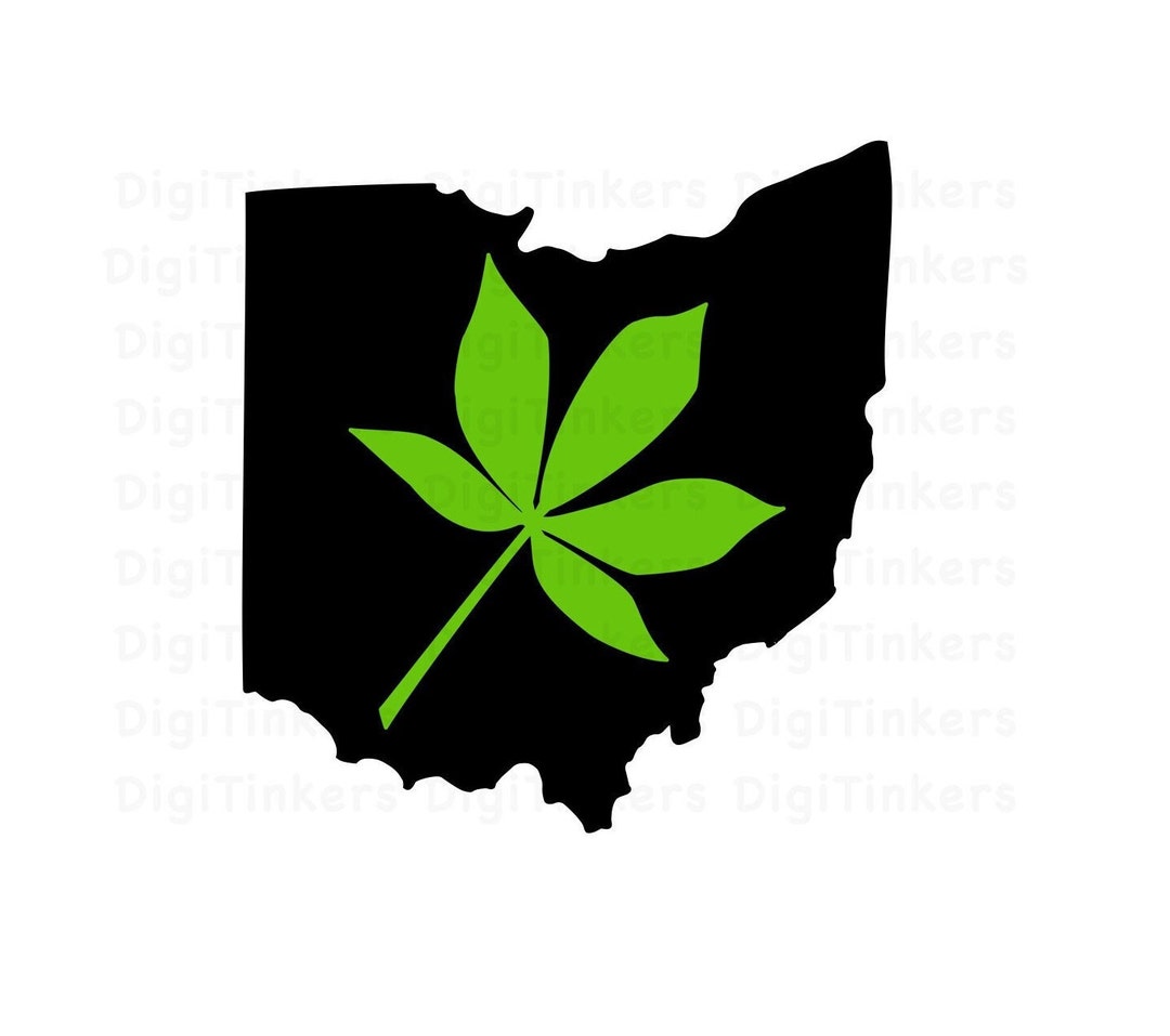 State of Ohio Outline, Buckeye Leaf Design, Design for Crafting, Cricut, Silhouette, Sublimation ...