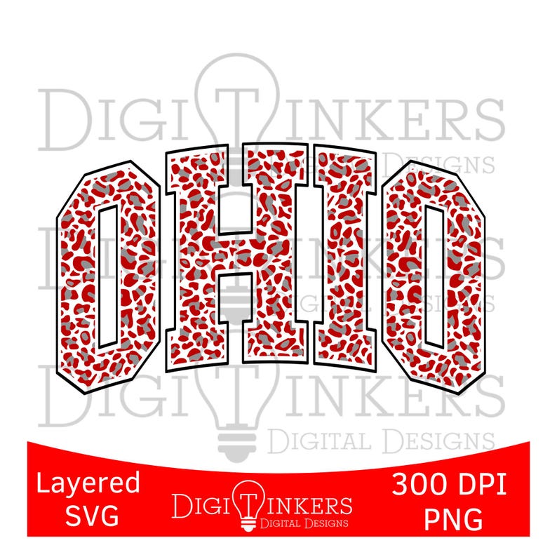 Layered SVG 300 DPI PNG Leopard Cheetah Animal Print State of Ohio ...