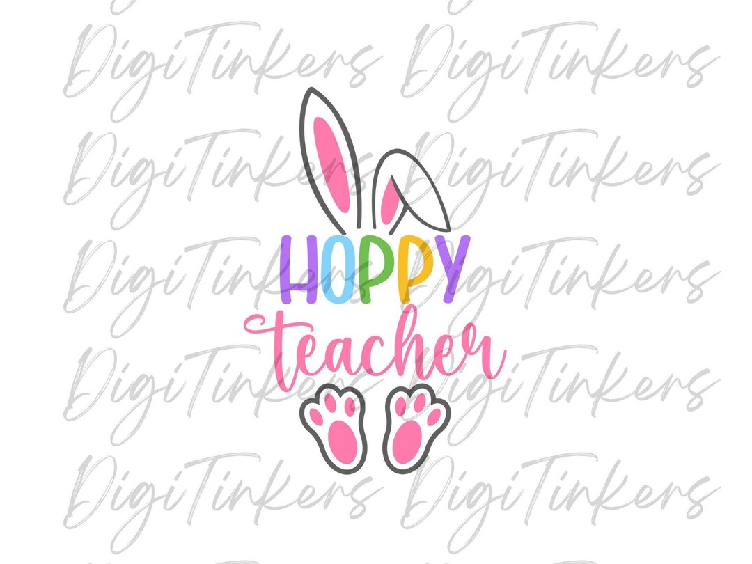 Cute Hoppy Teacher Easter Bunny Preschool Kindergarten Elementary ...