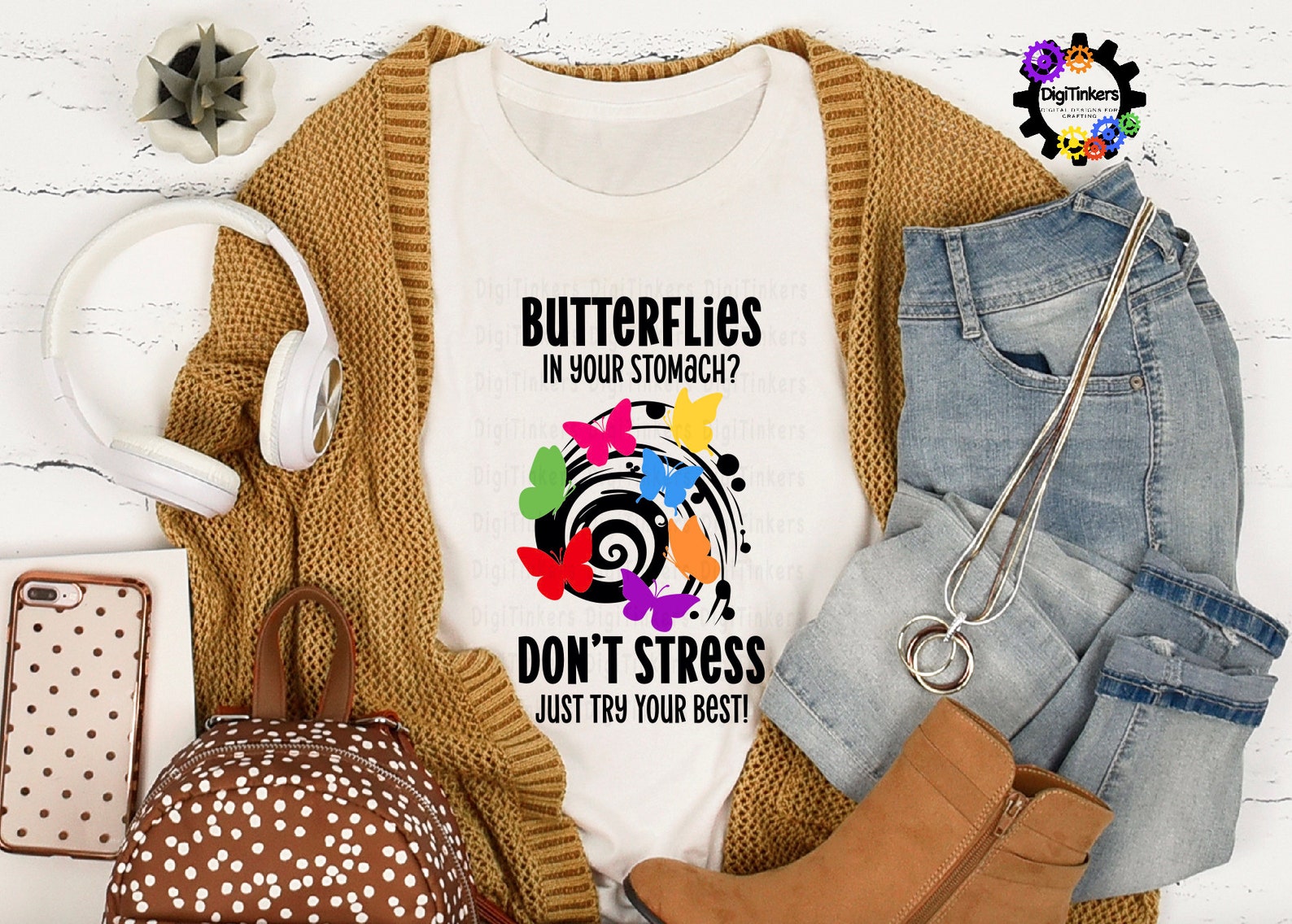 Stomach Butterflies, Don't Stress, Design for Crafting, Cricut ...
