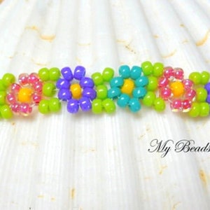 Daisy Bracelet Pattern, DIY Beading Daisy Chain Flower Tutorial ...