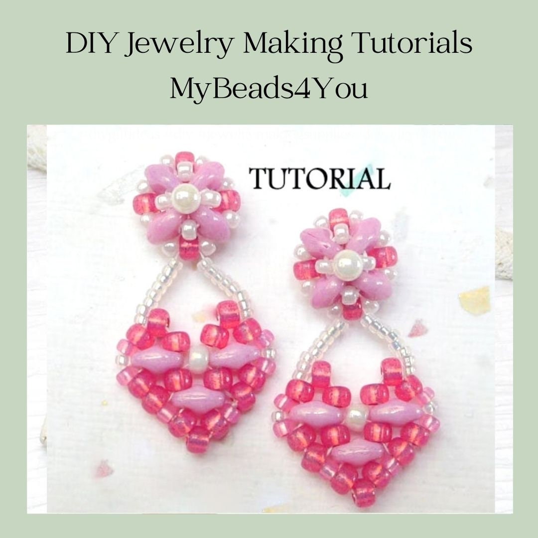 Beading Tutorial Pattern, DIY Seed Bead Heart Super Duo Earring ...