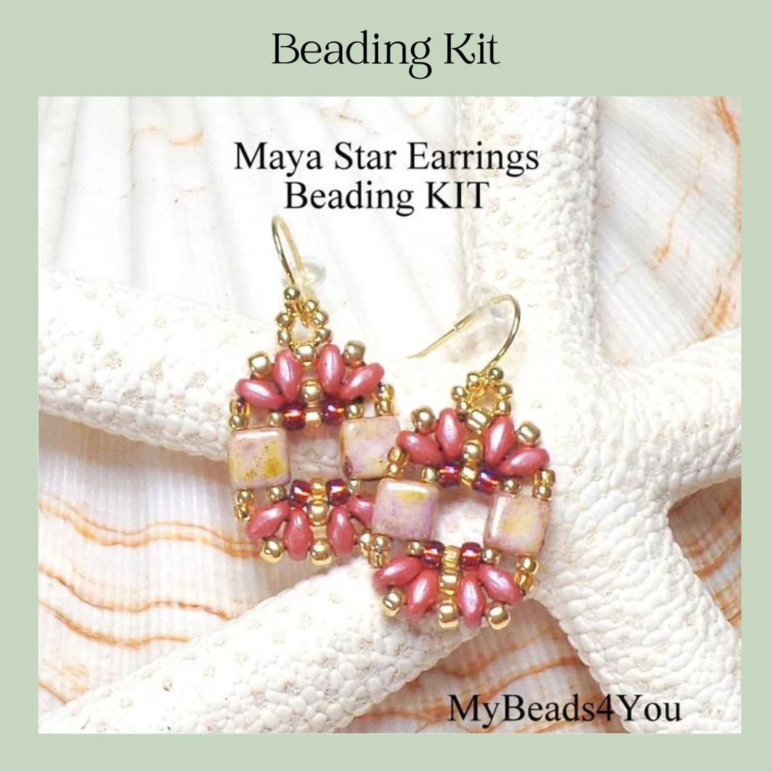 Beaded Earring Kit With Tutorial, 2 Hole Tile Beads, DIY Jewelry Kits ...