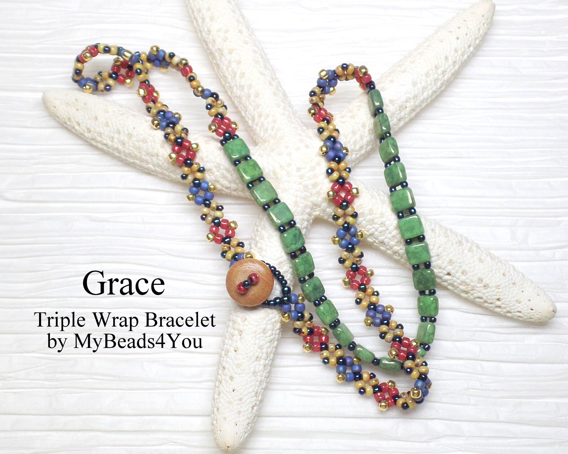 Wrap Bracelet Beading KIT and Pattern, Jewelry Bead Pack, Picasso Tile ...