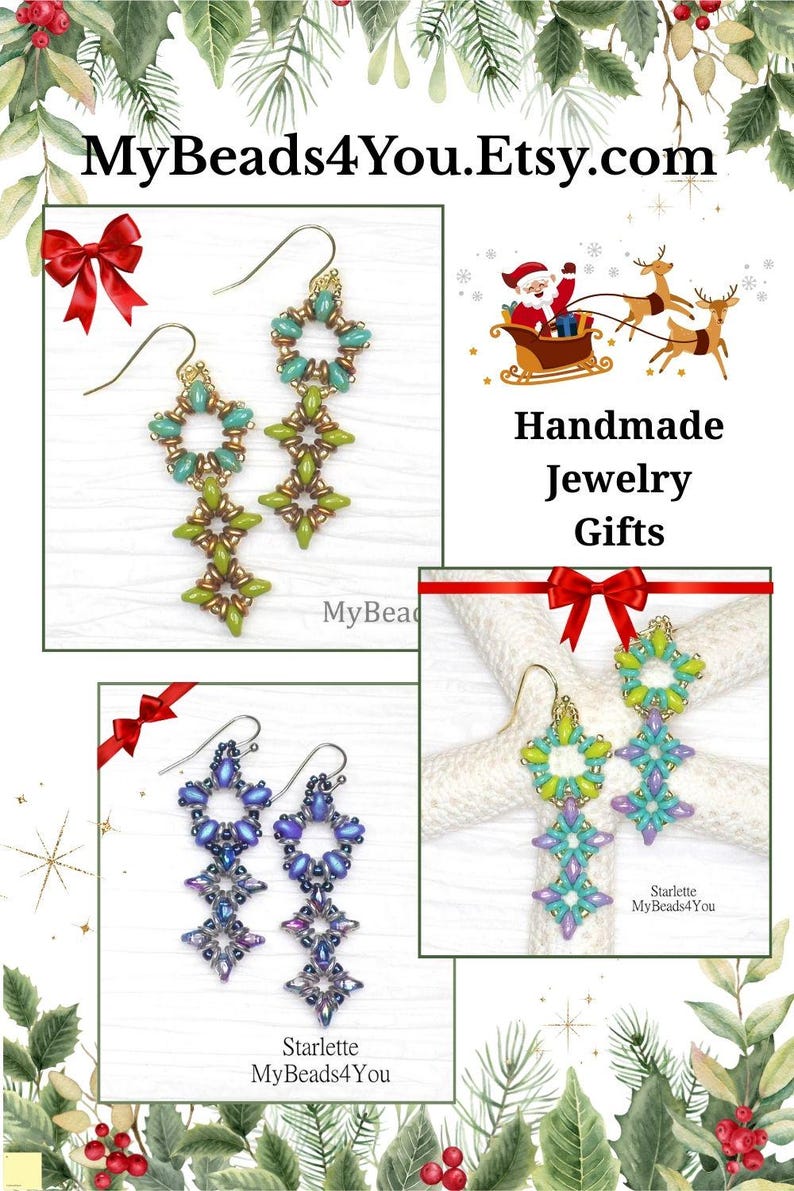 Turquoise Blue Green Drop Unique Earrings for Women, Beadwork Jewelry ...