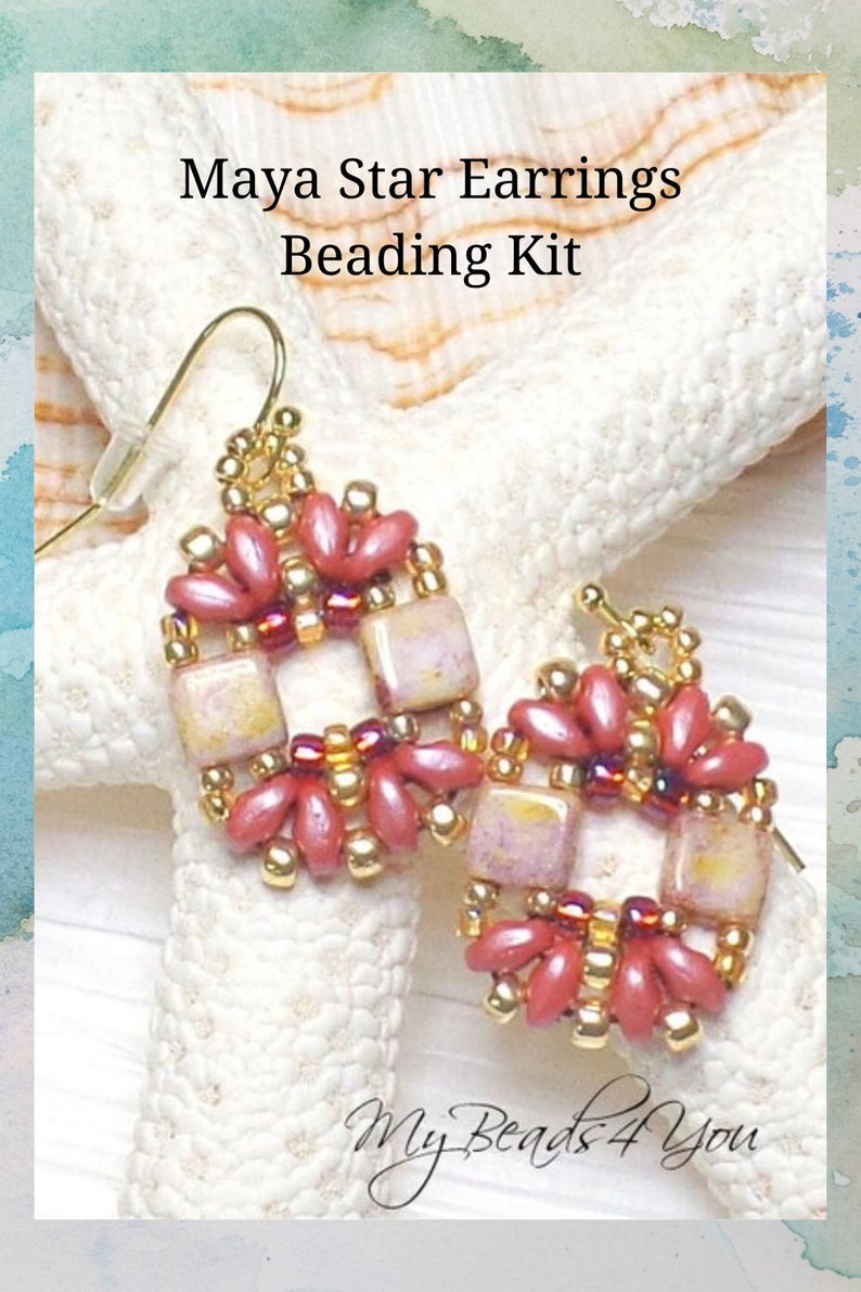 Beaded Earring Kit With Tutorial, 2 Hole Tile Beads, DIY Jewelry Kits ...