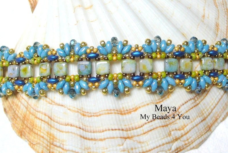 Earring Beading Kit With Tutorial, 2 Hole Tile Beads, Picasso Superduo ...