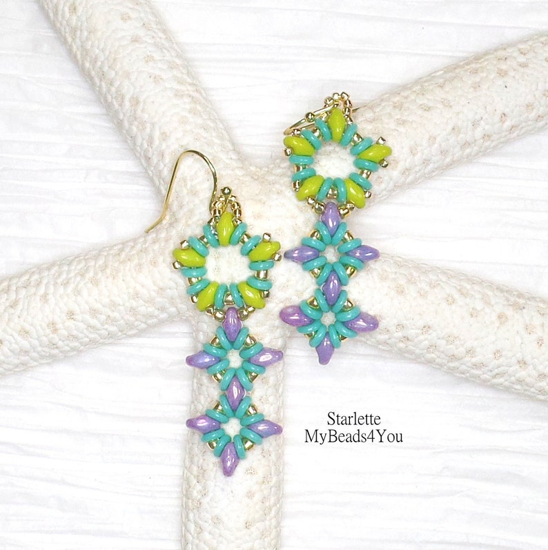 Turquoise Blue Green Drop Unique Earrings for Women, Beadwork Jewelry ...