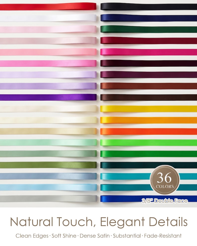 3/8 Inch Double Face Satin Ribbon – 100 Yards for Hair Braiding, Small ...