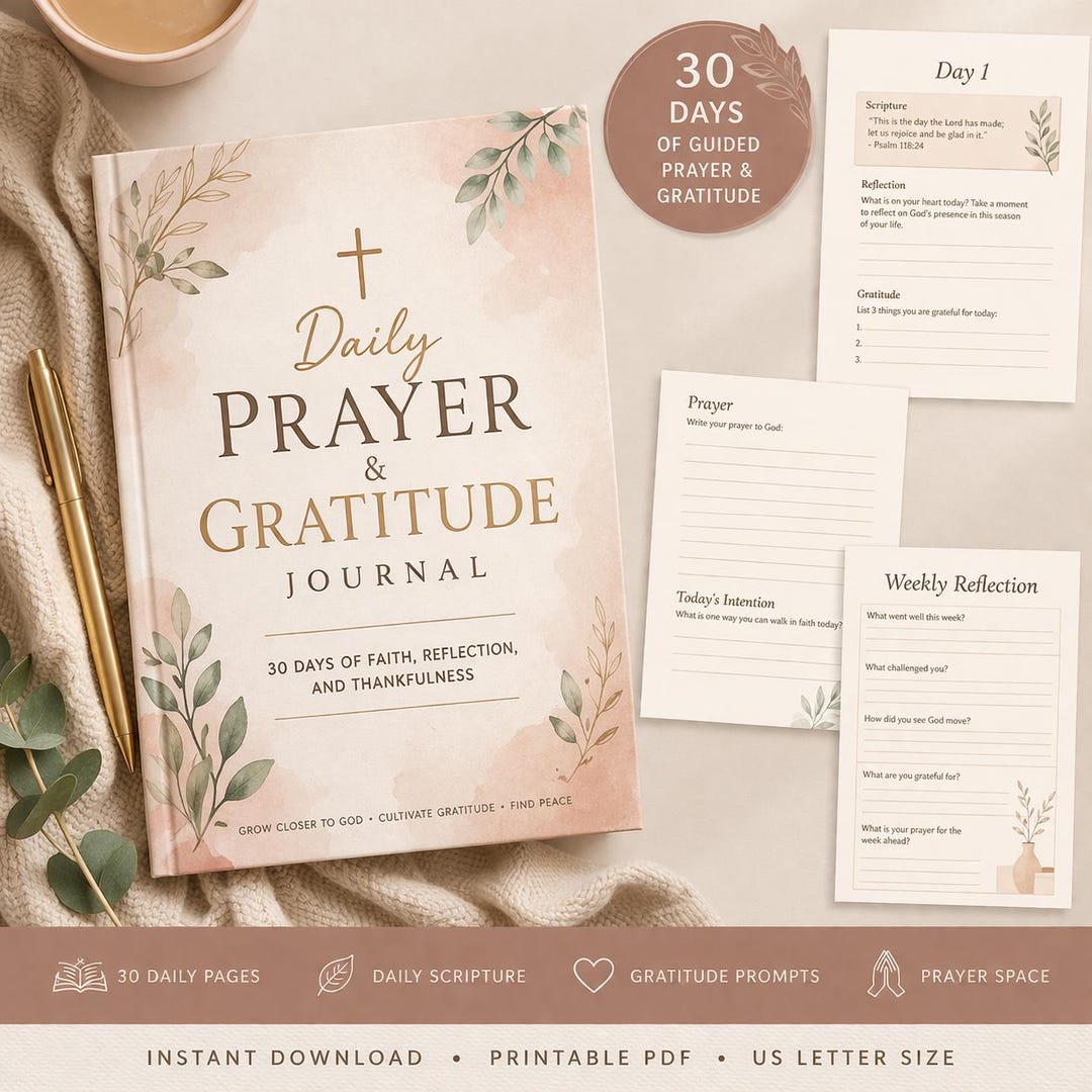 30-day Prayer & Gratitude Journal | Christian Devotional Planner ...