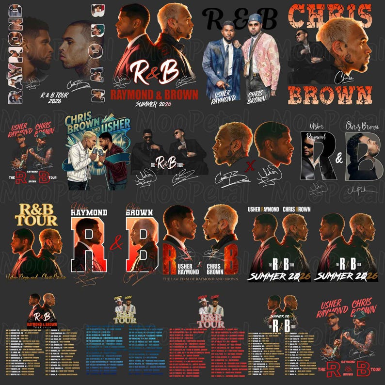 Usher and Chris Brown R&B Tour 2026 Digital PNG Bundle, Bootleg Rap Tee ...