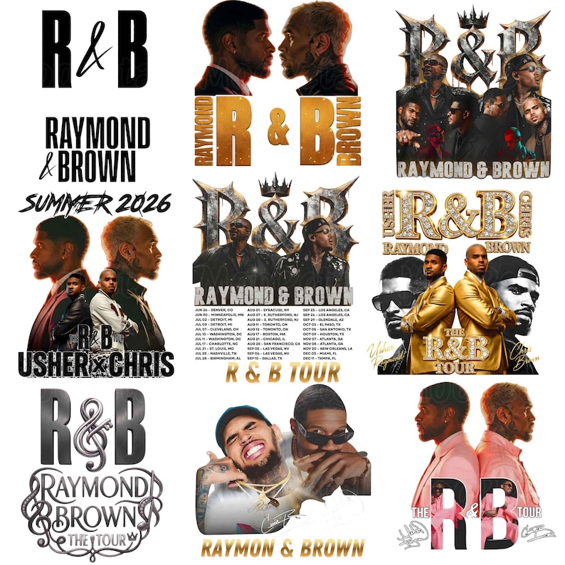 Chris Brown and Usher R&B Tour 2026 PNG Bundle, Concert Poster and ...