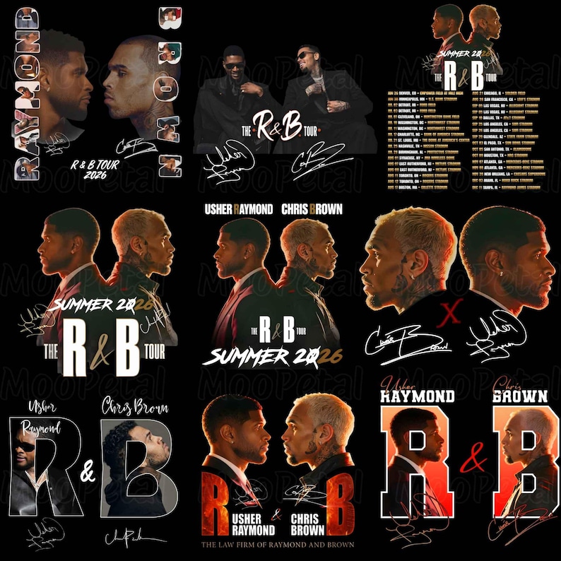 Usher and Chris Brown R&B Tour 2026 Digital PNG Bundle, Bootleg Rap Tee ...