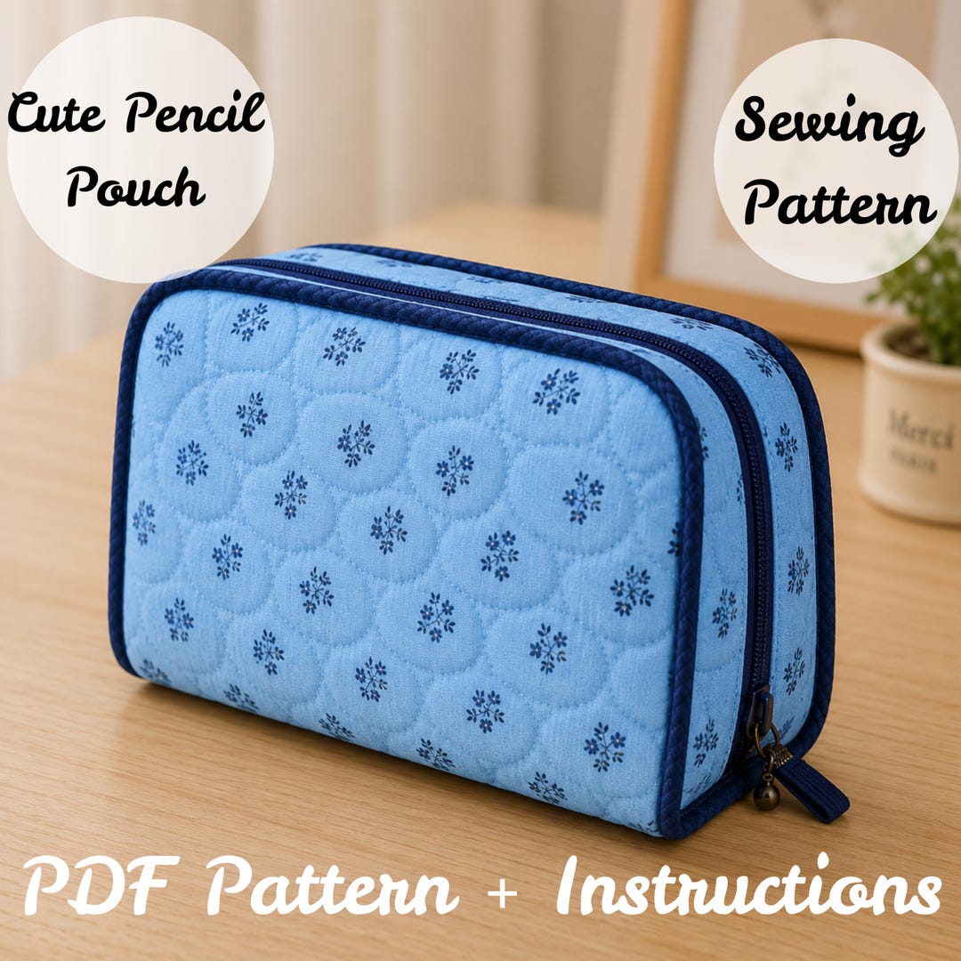 Cute Pencil Pouch Sewing Pattern PDF, Zipper Pouch Pattern, Easy Sewing ...