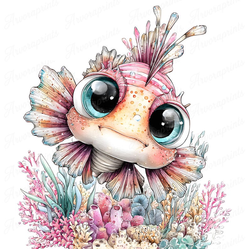 Under Sea Clipart, Ocean Animal Clipart, Whimsical Sea Life, Watercolor ...