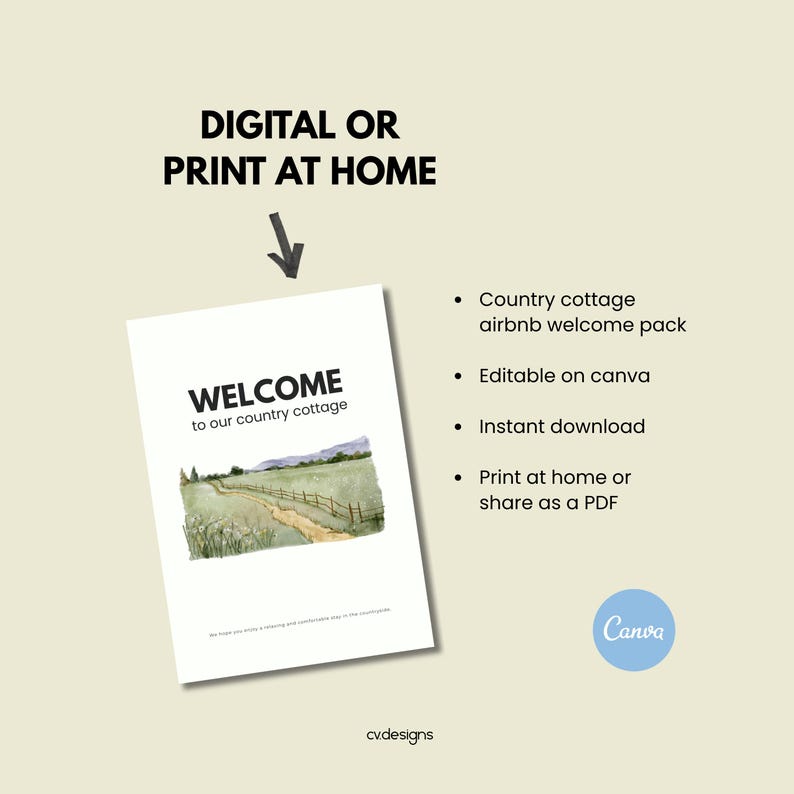 Cottage Airbnb House Manual Template | Editable Canva Welcome Pack ...