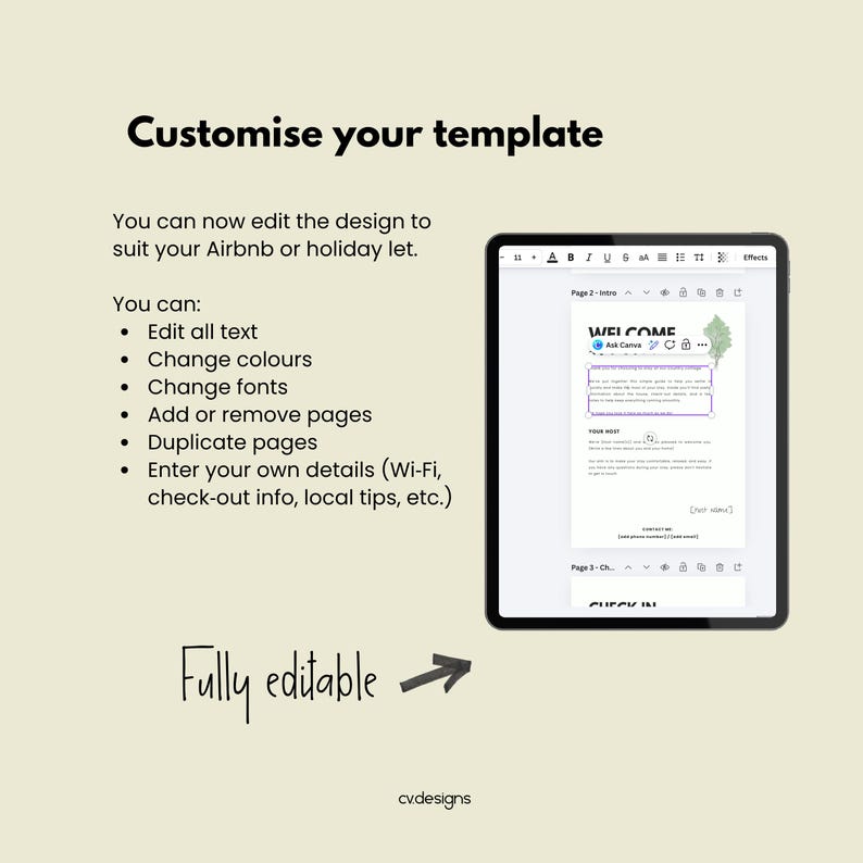 Cottage Airbnb House Manual Template | Editable Canva Welcome Pack ...