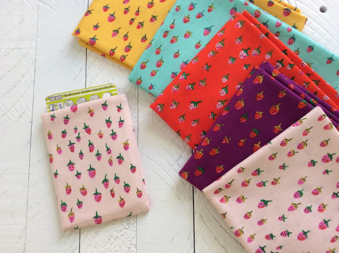 Birth Control Pill Sleeve - Pill Cover Travel - Strawberries Fabric ...