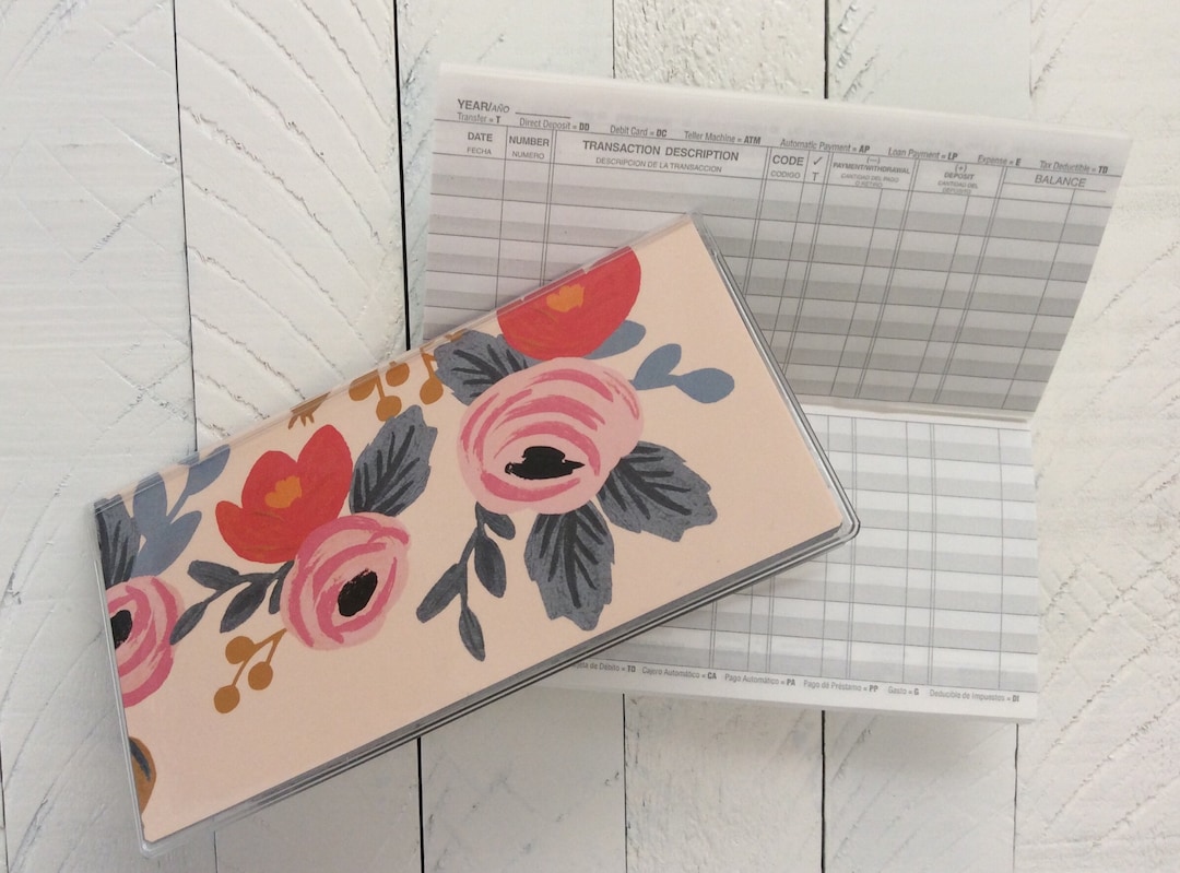 CHECKBOOK COVER - Blushing Rosa Paper by Rifle Paper Co - Pink Coral ...
