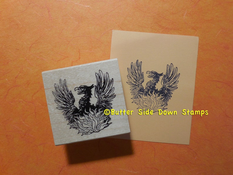 Phoenix Fire Bird Rubber Stamp - Etsy