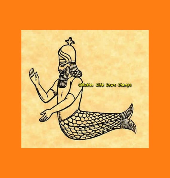 Sello de goma del dios del pez mesopotámico Dagon - Etsy España