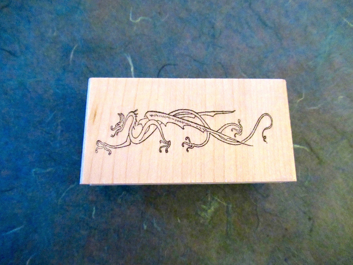 Green Dragon Monster Rubber Stamp - Etsy