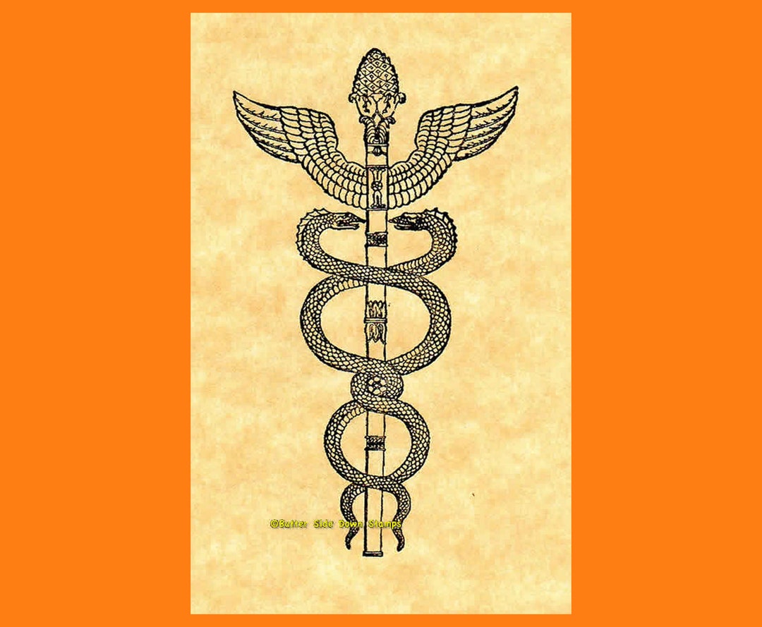 Caduceus Snake Staff Rubber Stamp Medical Symbol - Etsy