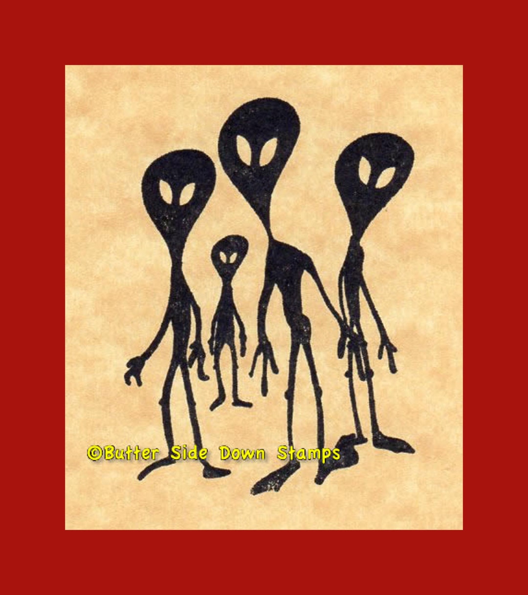 UFO Alien Visitors Rubber Stamp - Etsy