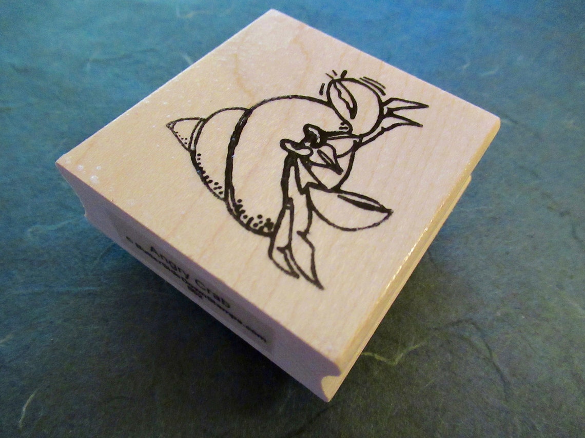 Angry Hermit Crab Rubber Stamp | Etsy