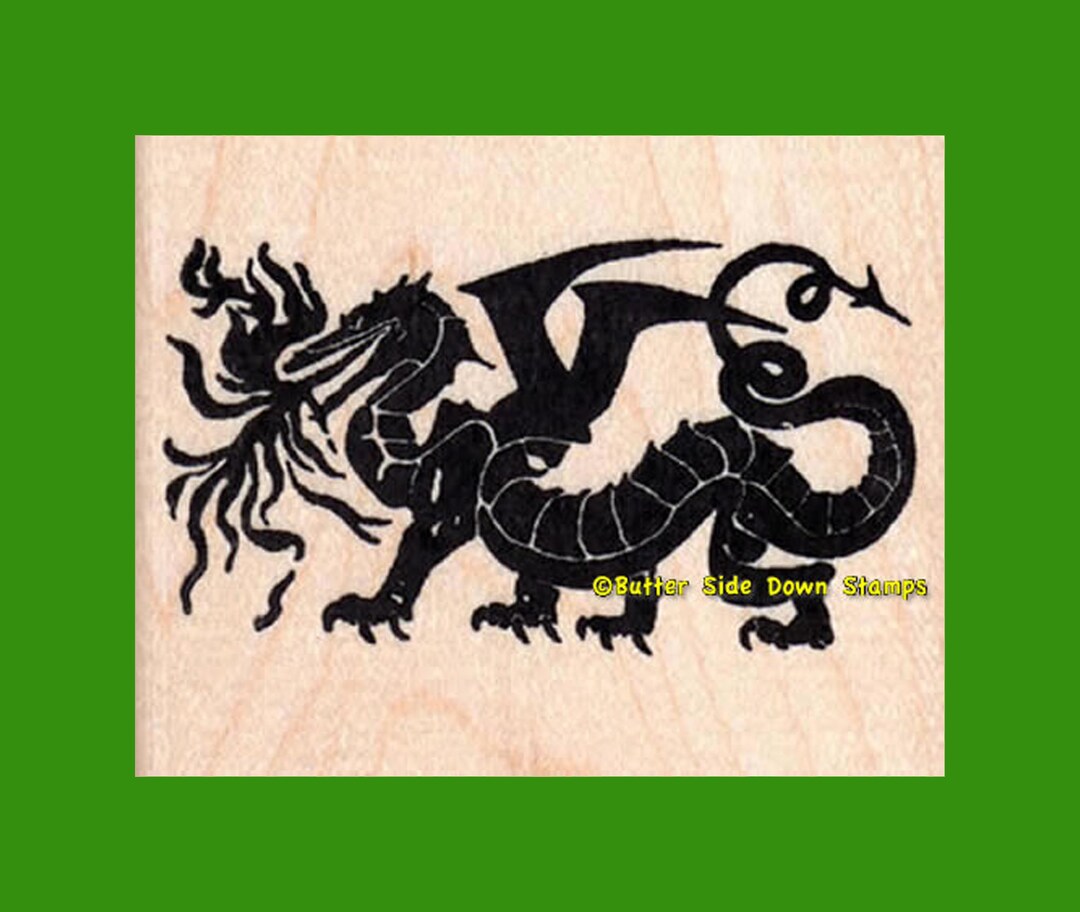 Welsh Dragon Fire Drake Rubber Stamp - Etsy