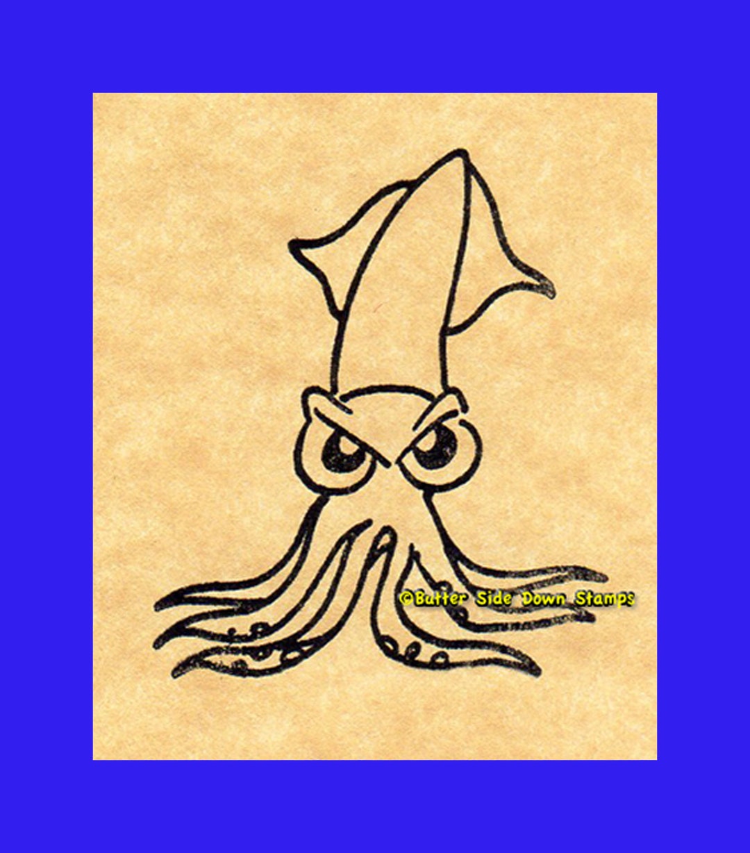 Angry Squid Rubber Stamp Humboldt Squid - Etsy