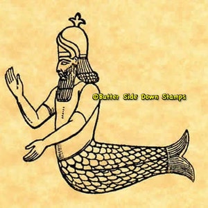 Mesopotamian Fish God Dagon Rubber Stamp - Etsy