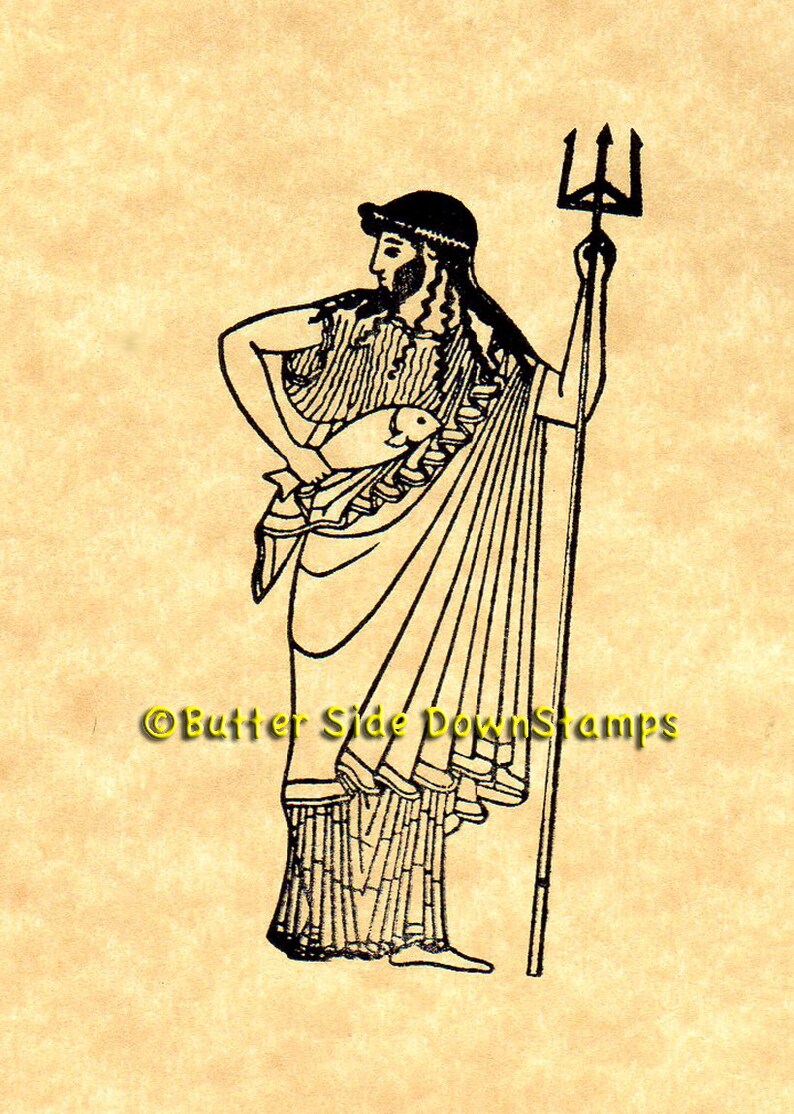 Poseidon Greek God of the Sea Rubber Stamp - Etsy