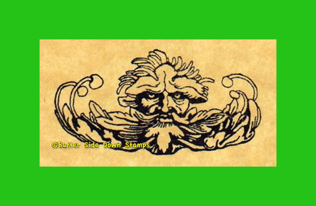 Green Man Rubber Stamp - Etsy