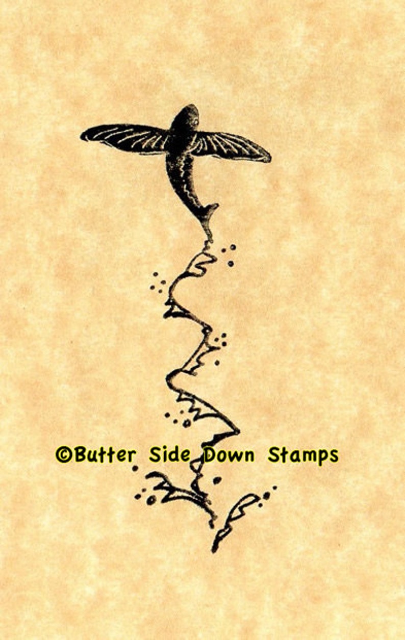 Flying Fish Rubber Stamp - Etsy