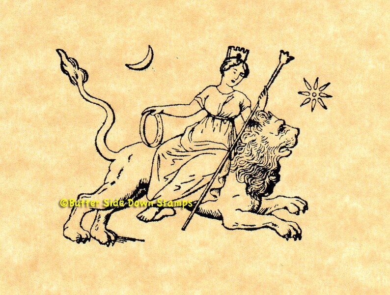 Goddess Rhea Riding Lion Rubber Stamp - Etsy