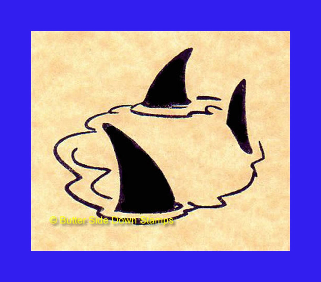 Circling Shark Fins Rubber Stamp - Etsy